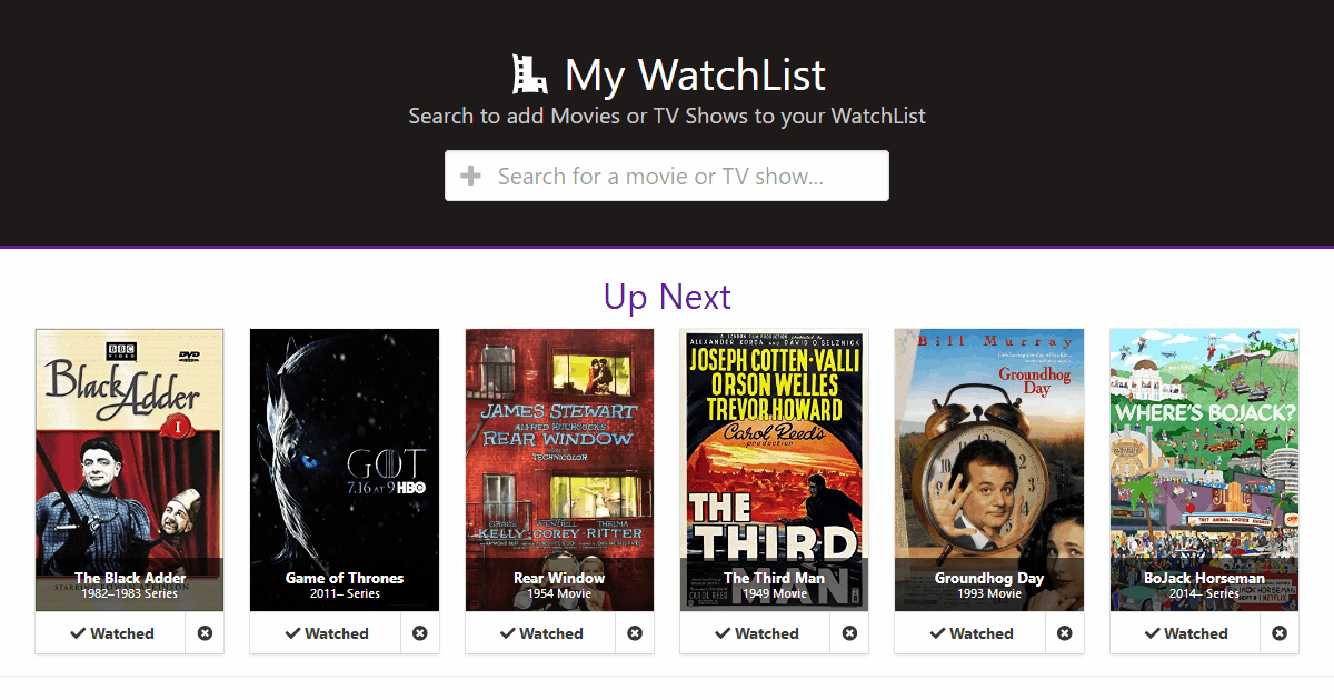My Watchlist | Josh RosenHanst - Web Development and Design